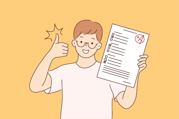 Premium Vector | Young happy cheerful smiling boy pupil character ... Premium Vector | Young happy cheerful smiling boy pupil character ...