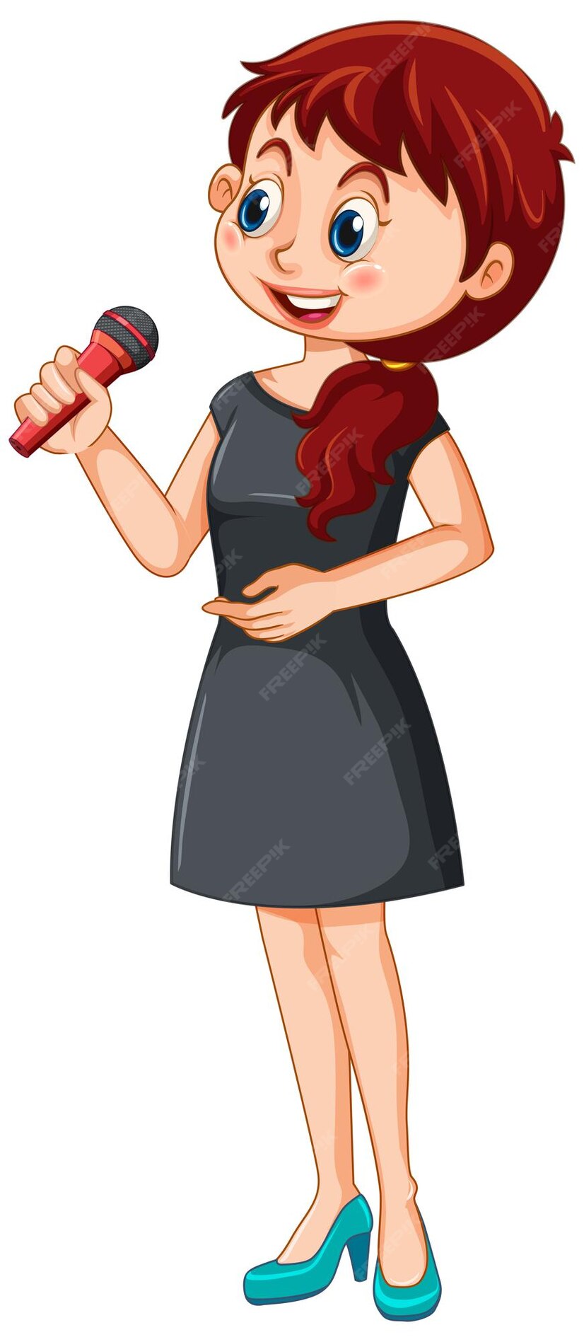Free Vector A Young Woman Singing With Microphone