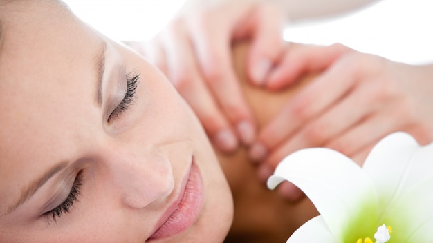 Portrait Femme Massage Photo Premium