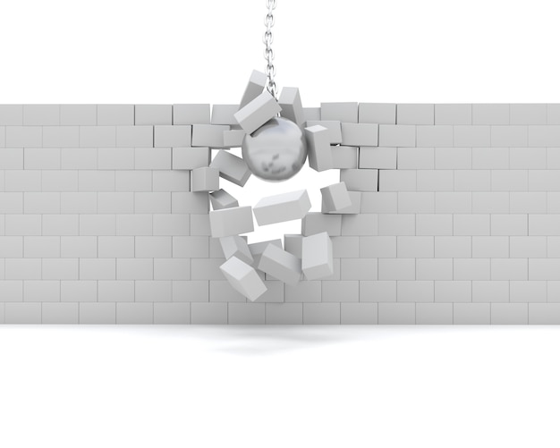 Rendez-vous 3d D'une Boule De Démolition Démolir Un Mur | Photo Gratuite Rendez-vous 3d D'une Boule De Démolition Démolir Un Mur | Photo Gratuite