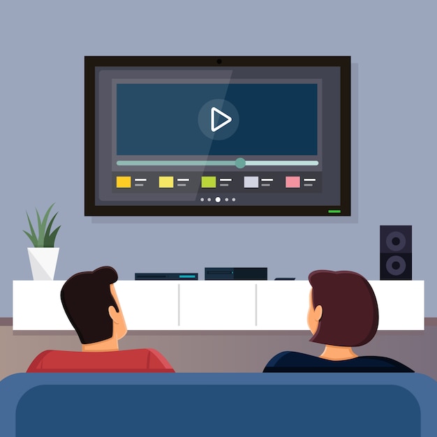 Guardare la tv insieme | Vettore Premium Guardare la tv insieme | Vettore Premium
