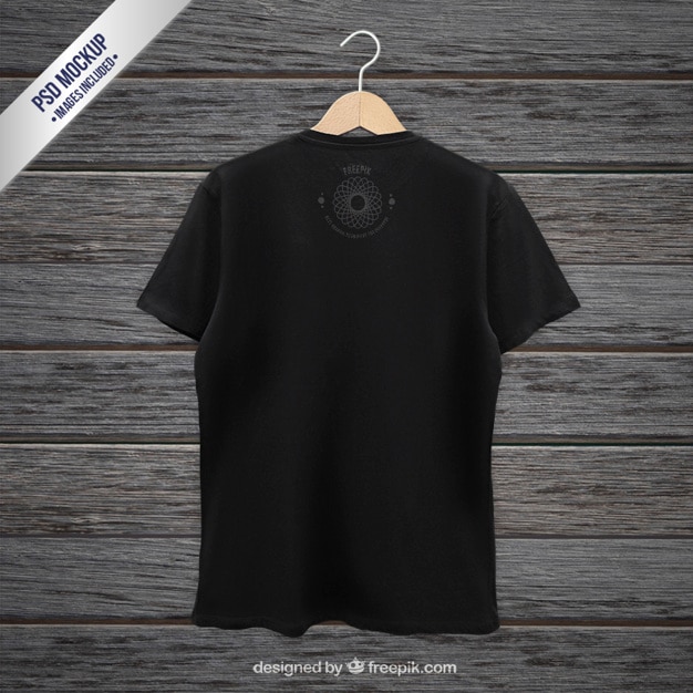 T Shirt Noir Maquette Retour Psd Gratuite