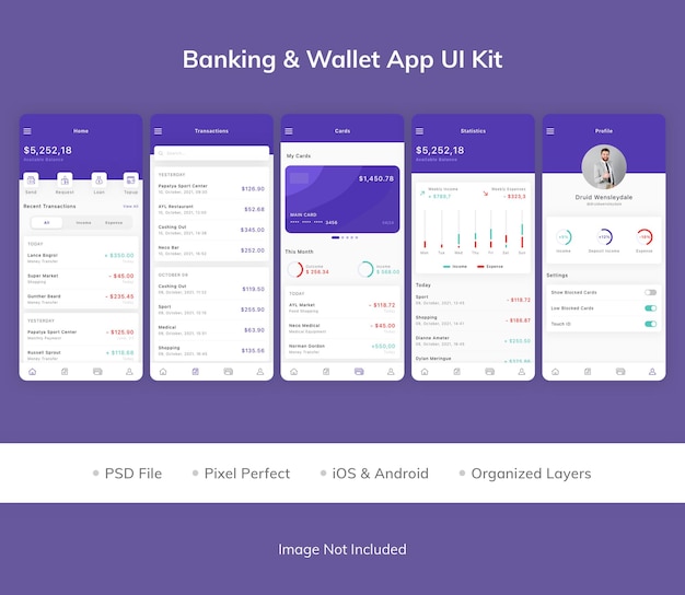 Banking amp wallet app ui kit | PSD Premium Banking amp wallet app ui kit | PSD Premium