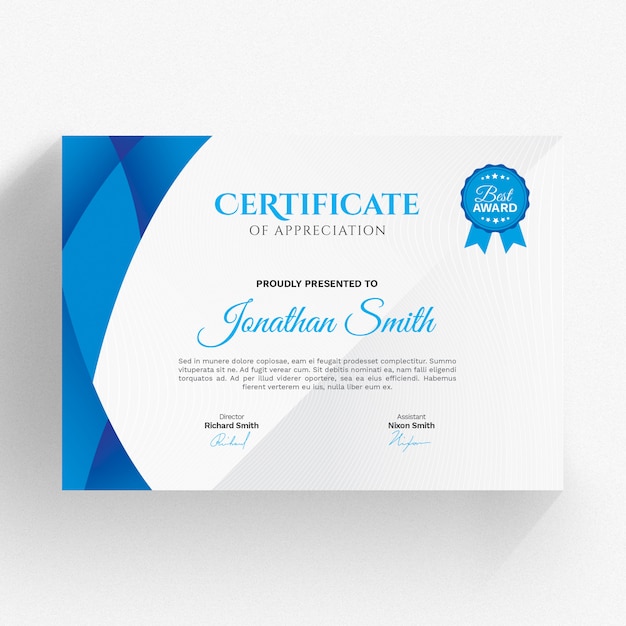 Modelo de certificado azul moderno | PSD Premium Modelo de certificado azul moderno | PSD Premium