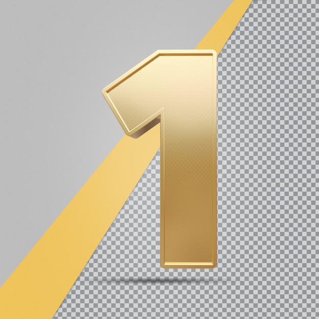 Renderização De Luxo 3d Ouro Número 1 Psd Premium