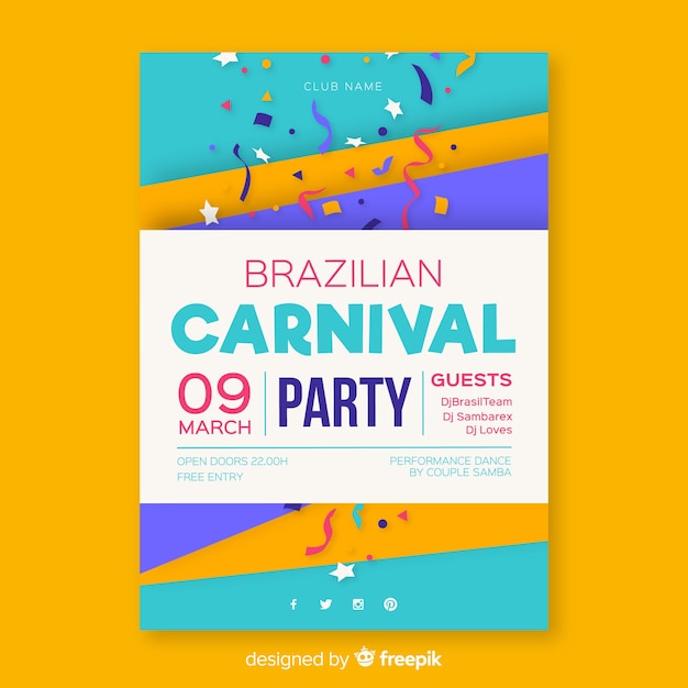 Affiche De Fête De Carnaval Brésilien De Confettis Colorés | Vecteur ... Affiche De Fête De Carnaval Brésilien De Confettis Colorés | Vecteur ...