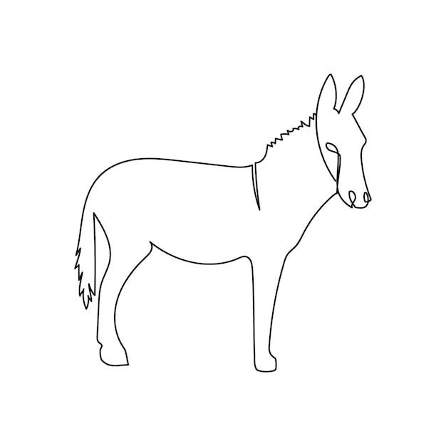 Âne Un Dessin Au Trait. Dessin Au Trait Continu De Mammifère, Animal ... Âne Un Dessin Au Trait. Dessin Au Trait Continu De Mammifère, Animal ...
