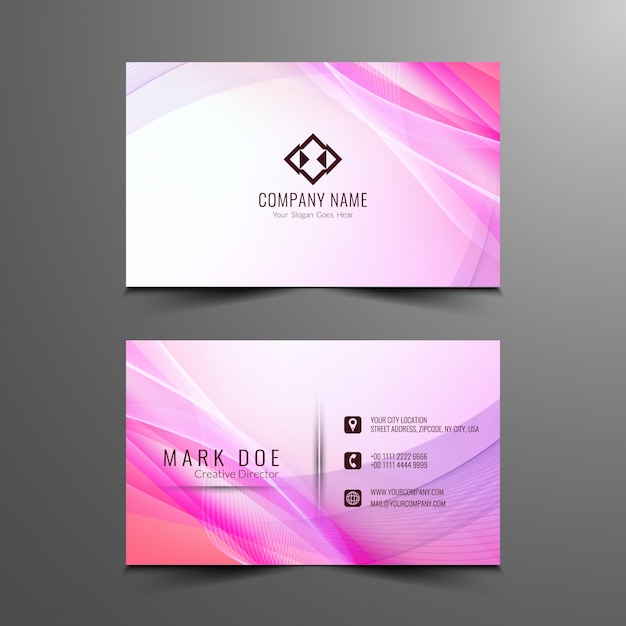 Carte Daffaire Ondulée Rose Abstraite Et élégante Vecteur Premium