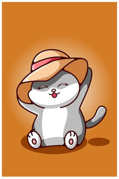 Un Chat Mignon Portant Un Chapeau Marron | Vecteur Premium Un Chat Mignon Portant Un Chapeau Marron | Vecteur Premium