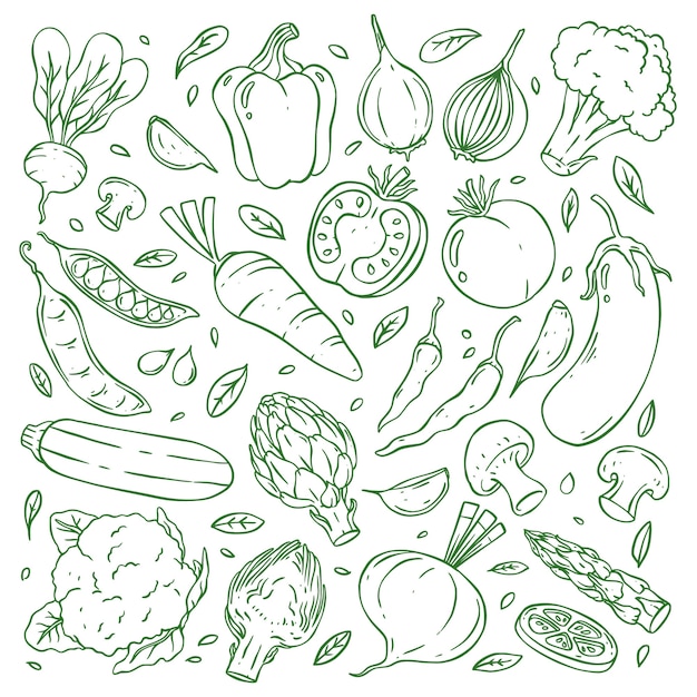 Collection De Légumes Doodle Dessinés à La Main | Vecteur Premium Collection De Légumes Doodle Dessinés à La Main | Vecteur Premium