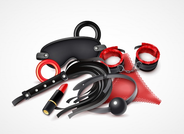 Concept De Design Réaliste De Jouets Sexuels Femme Dans Des Couleurs Rouges Et Noires Avec Des