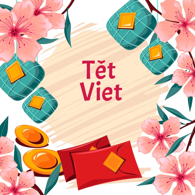 Concept De Nouvel An Vietnamien. Tet Viet Signifie Nouvel An Lunaire Au ... Concept De Nouvel An Vietnamien. Tet Viet Signifie Nouvel An Lunaire Au ...
