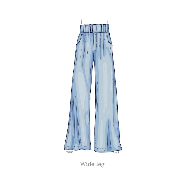 Croquis De Pantalon Femme Denim Vecteur Premium