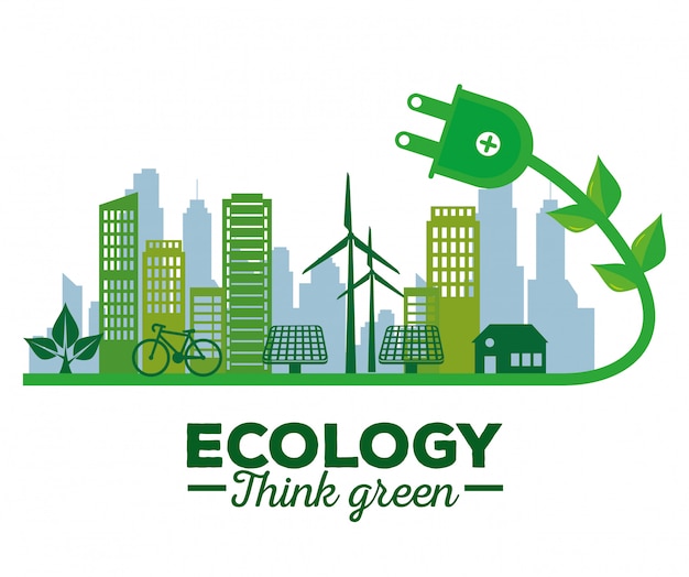Ecologie énergie Solaire Dans Le Bâtiment Et La Maison Vecteur Premium