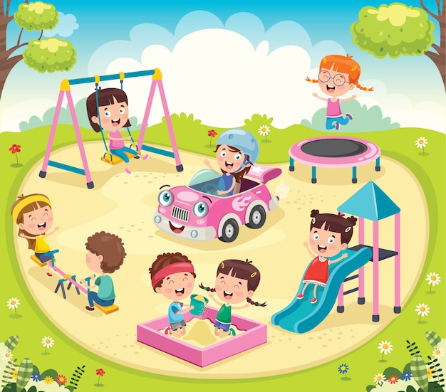 Enfants Jouant Dans Le Parc | Vecteur Premium Enfants Jouant Dans Le Parc | Vecteur Premium