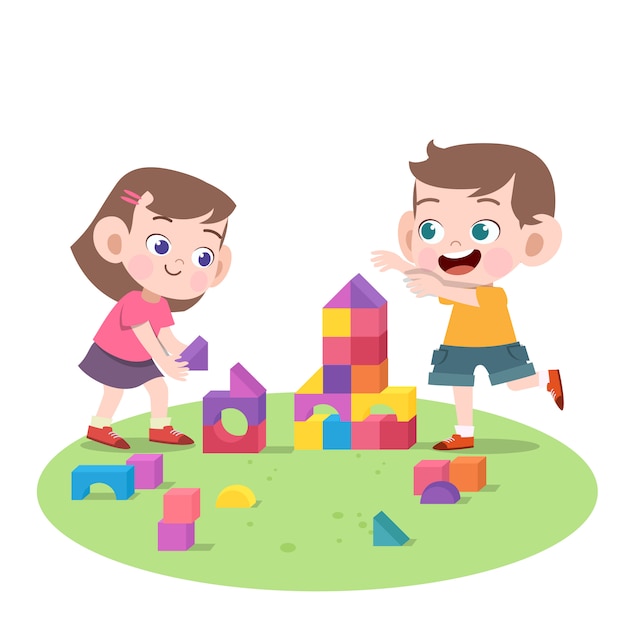 Enfants Jouant Ensemble Illustration Vectorielle Vecteur Premium