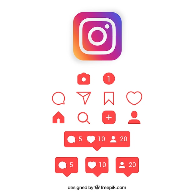 Ensemble D'icônes Et De Notifications Instagram Plat | Vecteur Gratuite Ensemble D'icônes Et De Notifications Instagram Plat | Vecteur Gratuite