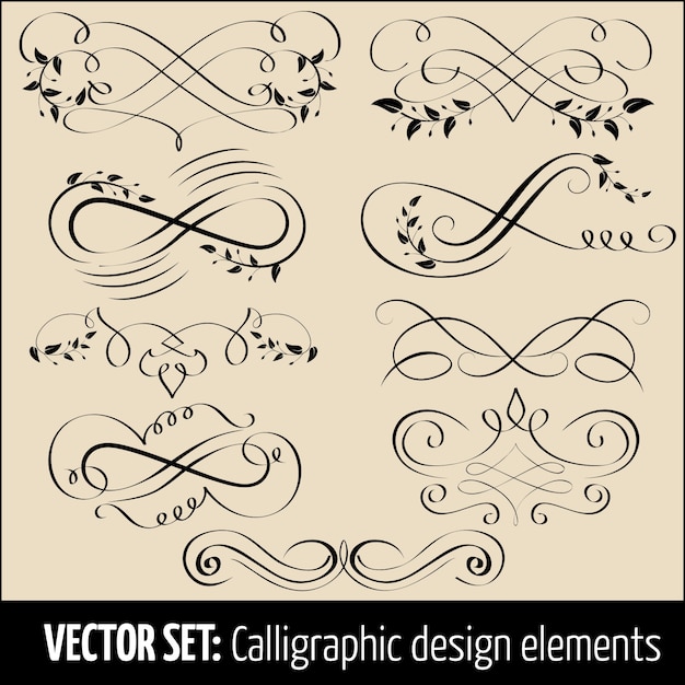 Ensemble Vectoriel D'éléments De Conception De Calligraphie Et De ... Ensemble Vectoriel D'éléments De Conception De Calligraphie Et De ...