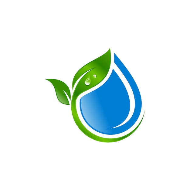 Goutte Deau Avec Vecteur De Logo De Feuille Vecteur Premium
