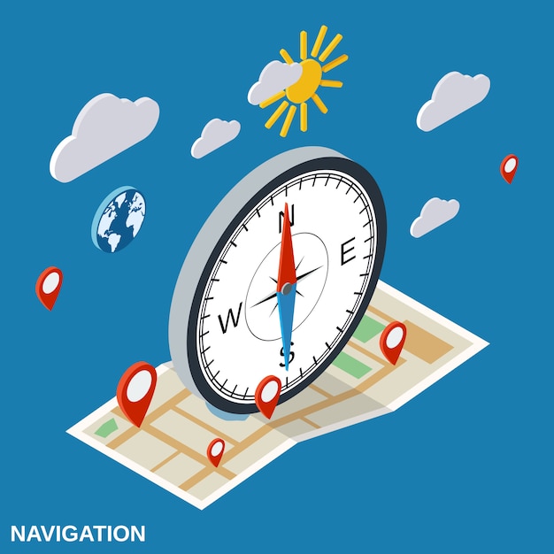 Illustration De Concept De Navigation Vecteur Plat Isométrique ... Illustration De Concept De Navigation Vecteur Plat Isométrique ...