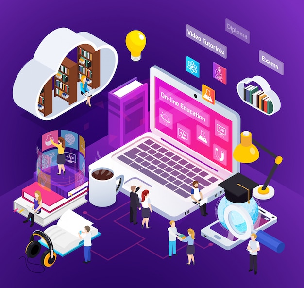 Illustration De L'éducation En Ligne Isométrique | Vecteur Gratuite Illustration De L'éducation En Ligne Isométrique | Vecteur Gratuite