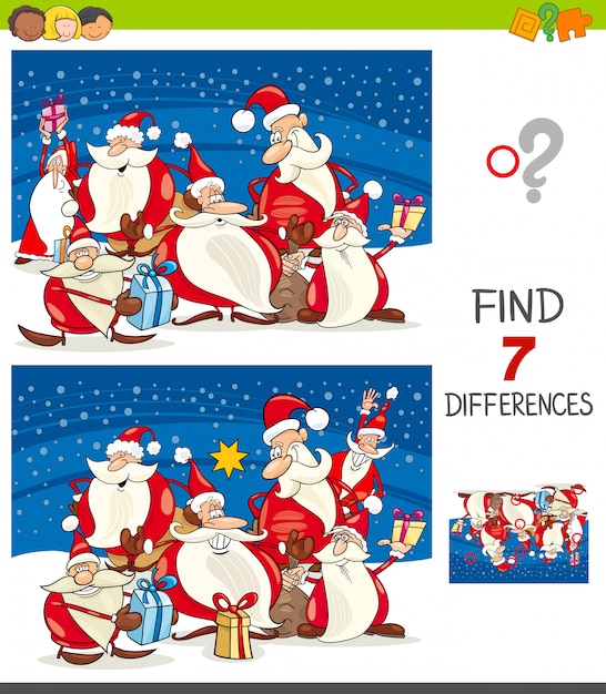 Jeu De Différences Avec Le Père Noël | Vecteur Premium Jeu De Différences Avec Le Père Noël | Vecteur Premium