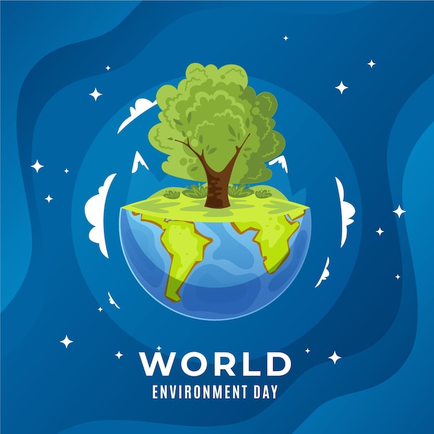 Journée Mondiale De Lenvironnement Au Design Plat Vecteur Gratuite
