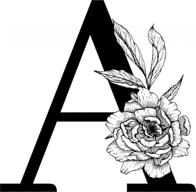 Lettre A Alphabet Floral Alphabet Botanique Vecteur Premium