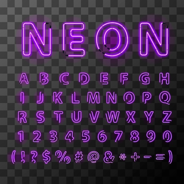 Lettres Lumineuses Au Néon Ultraviolet Polices De Lettres Néon Sur