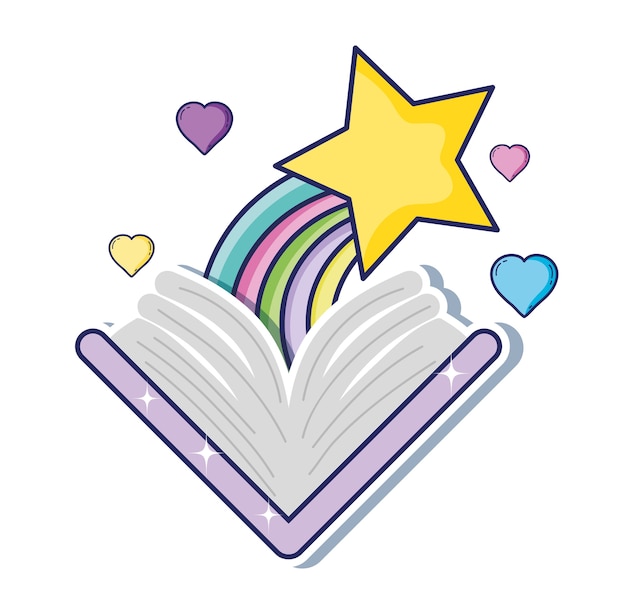 Livre Ouvert Avec Arc-en-ciel Et étoile | Vecteur Premium Livre Ouvert Avec Arc-en-ciel Et étoile | Vecteur Premium