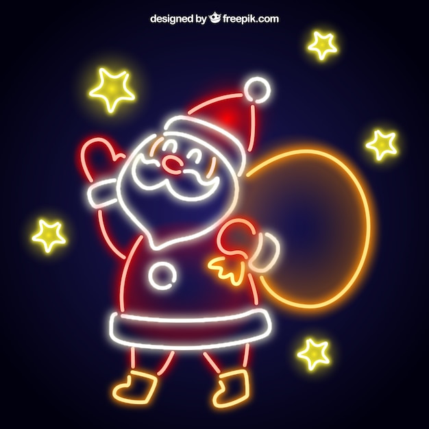 Mignon Père Noël Néon | Vecteur Gratuite Mignon Père Noël Néon | Vecteur Gratuite
