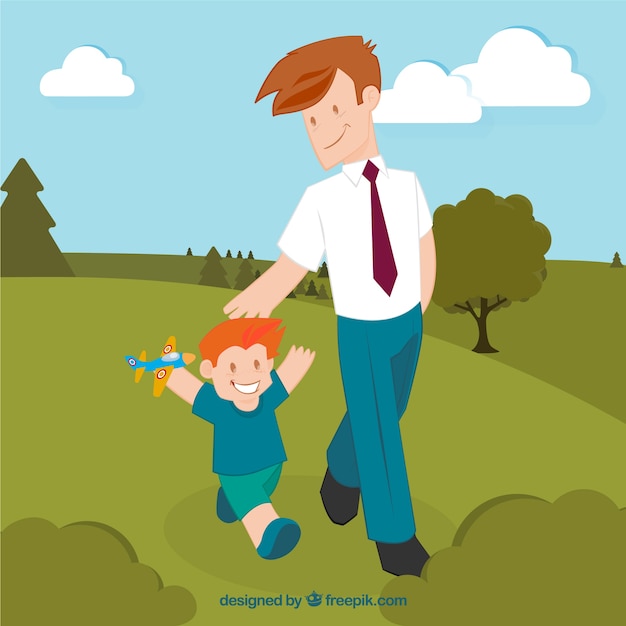Père Et Fils Illustration Vecteur Gratuite