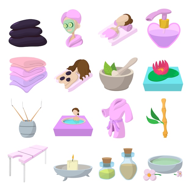 Spa Cartoon Icons Set Vecteur Isolé | Vecteur Premium Spa Cartoon Icons Set Vecteur Isolé | Vecteur Premium