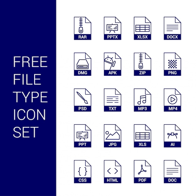 Type De Fichier Icônes Définies Vecteur | Vecteur Premium Type De Fichier Icônes Définies Vecteur | Vecteur Premium