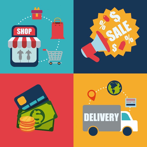 Vente et vente au détail | Télécharger des Vecteurs Premium Vente et vente au détail | Télécharger des Vecteurs Premium