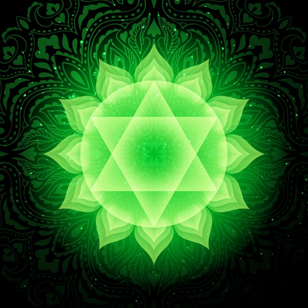 Anahata chakra con mandala. chakra del corazon | Vector Premium Anahata chakra con mandala. chakra del corazon | Vector Premium