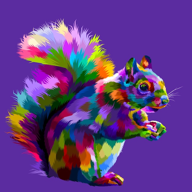 Ardilla Colorida En La Ilustración De Vector De Arte Pop Vector Premium
