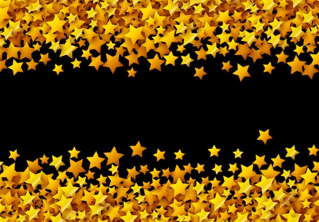 Brillo de estrellas doradas esparcidas en negro en la tarjeta de ... Brillo de estrellas doradas esparcidas en negro en la tarjeta de ...