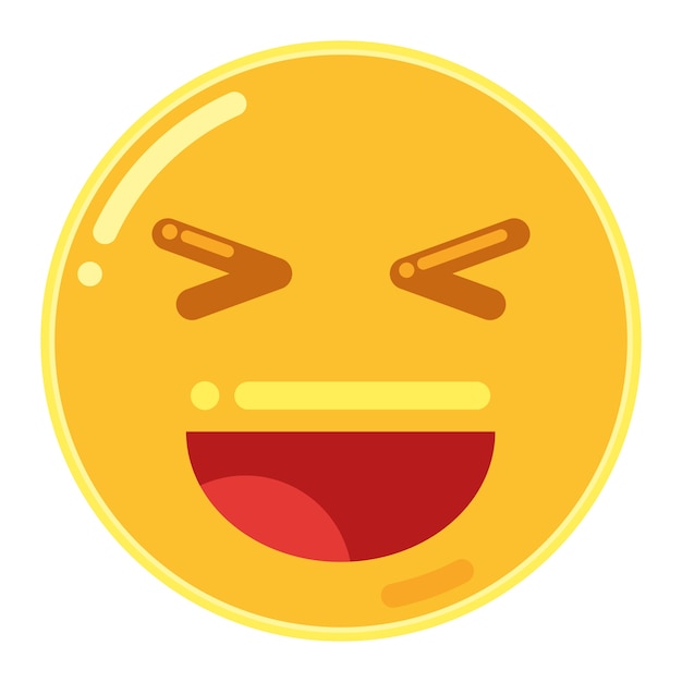 Cara Sonriente Con Boca Abierta Y Emoticon De Ojos Cerrados Vector Premium