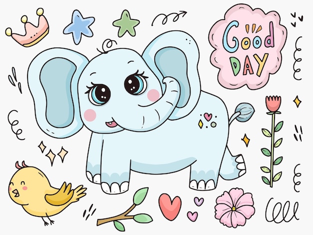 Caricatura de lindo bebé elefante | Vector Premium Caricatura de lindo bebé elefante | Vector Premium
