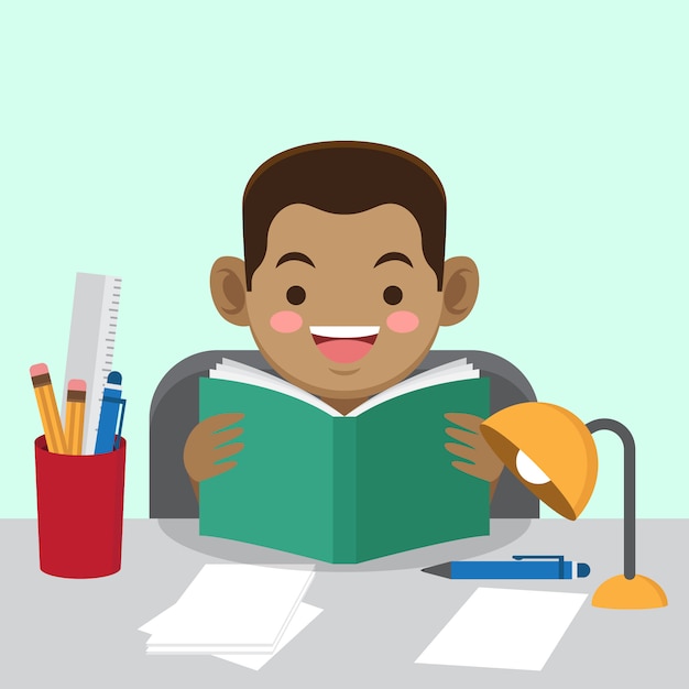 Chico lindo leyendo un libro | Vector Premium Chico lindo leyendo un libro | Vector Premium