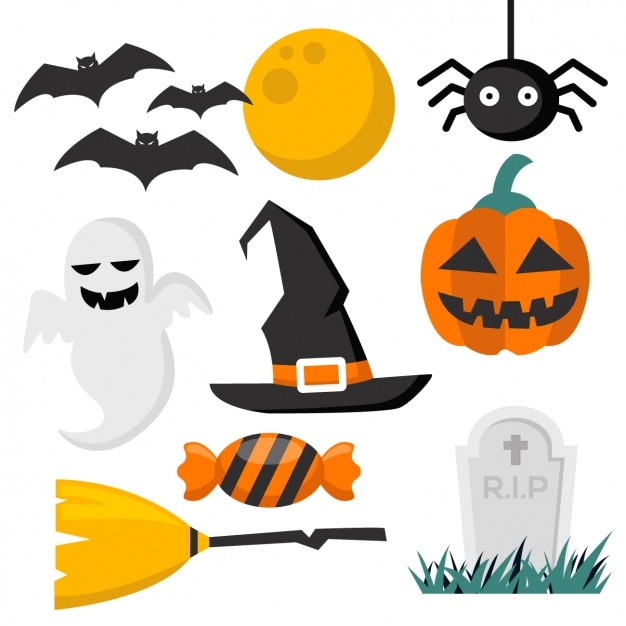 Colección de elementos de halloween | Descargar Vectores gratis Colección de elementos de halloween | Descargar Vectores gratis