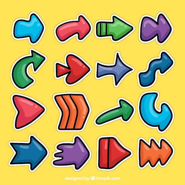 Colección De Flechas Coloridas Dibujadas A Mano Vector Gratis