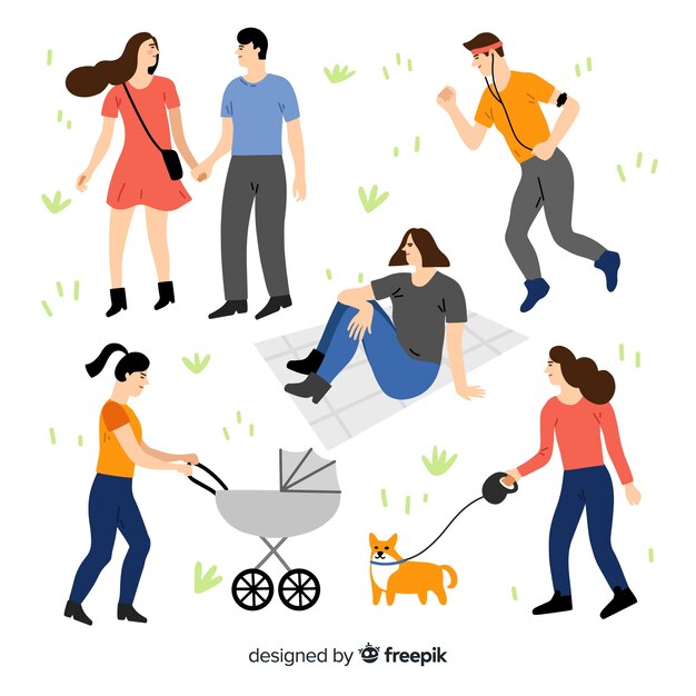 Colección Gente Haciendo Cosas En El Parque Vector Gratis