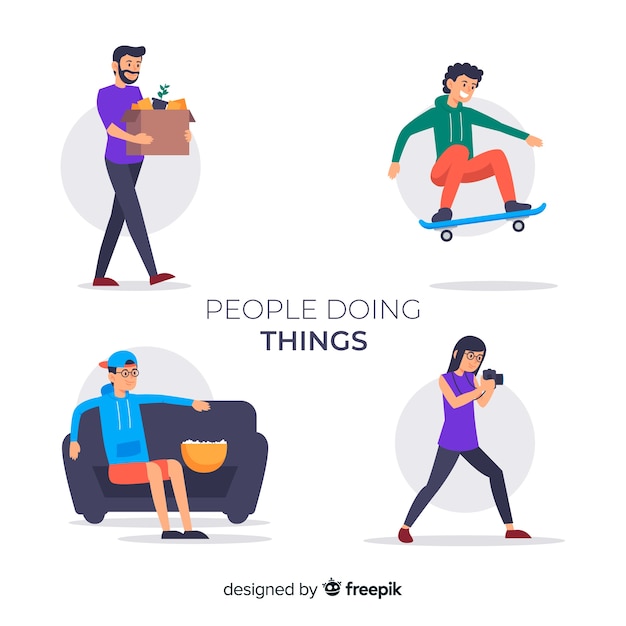 Colección Gente Haciendo Cosas Vector Gratis