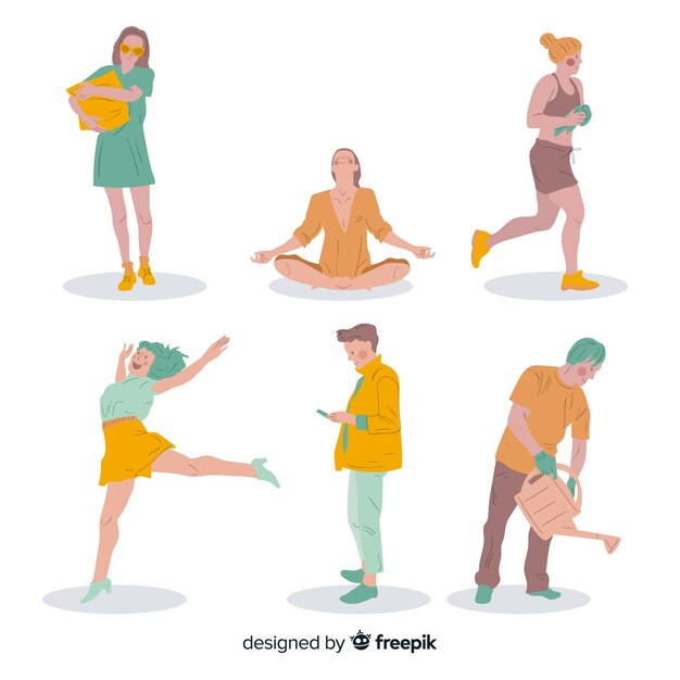 Colección Gente Haciendo Cosas Vector Gratis