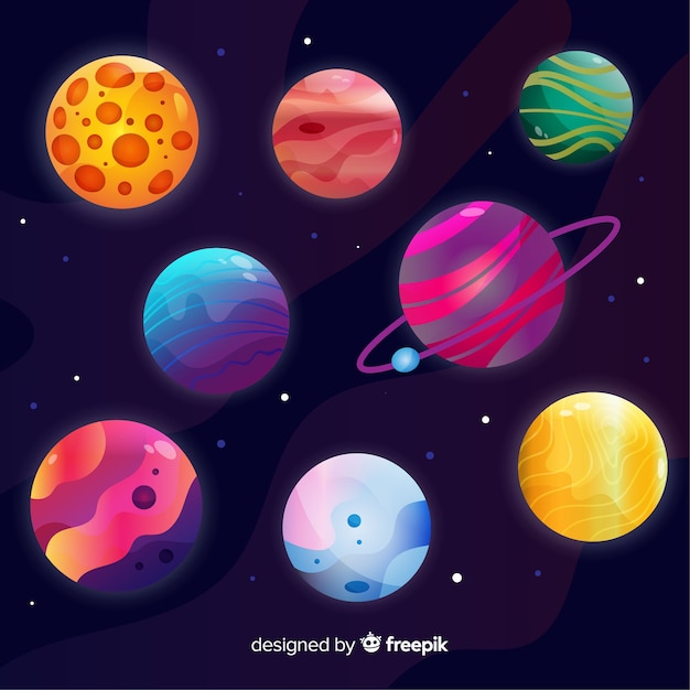 Colección de planetas coloridos del sistema solar. | Vector Gratis Colección de planetas coloridos del sistema solar. | Vector Gratis