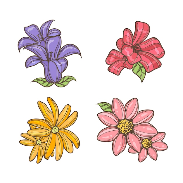 Coloridas flores dibujadas a mano | Vector Gratis Coloridas flores dibujadas a mano | Vector Gratis