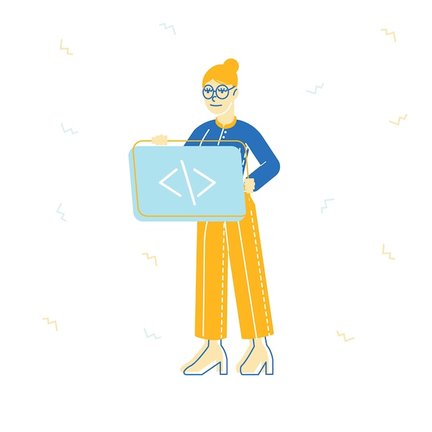 Concepto de programación y codificación de front-end html css | Vector Premium