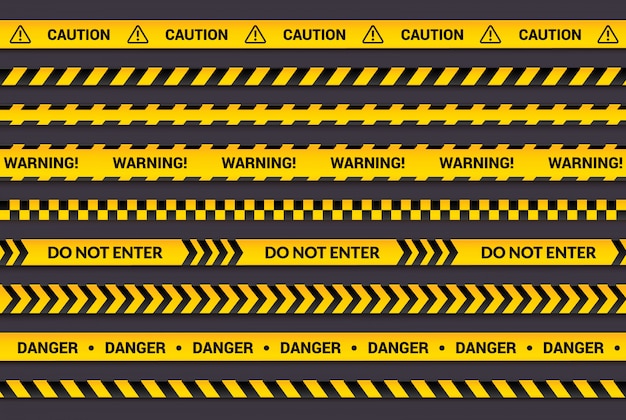 Conjunto De Cinta De Precaución Tiras De Advertencia Amarillas